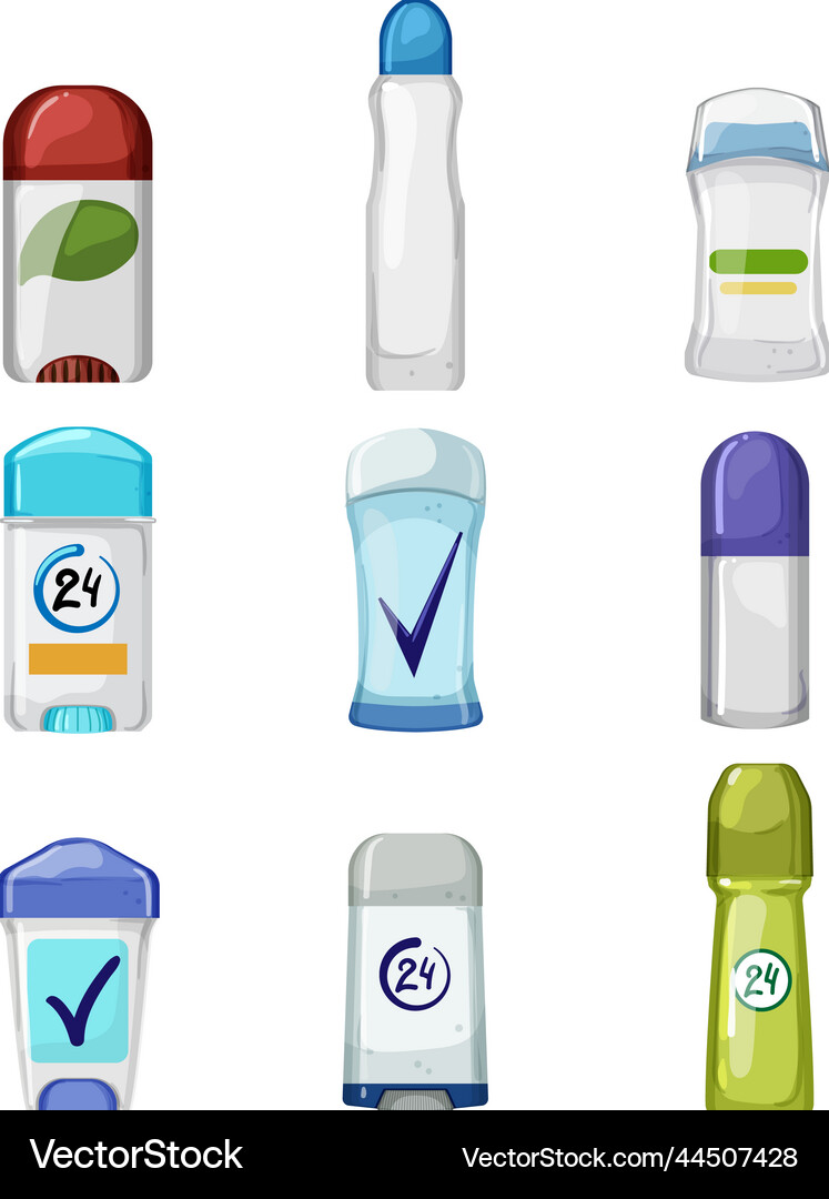 Deodorant women set cartoon Royalty Free Vector Image