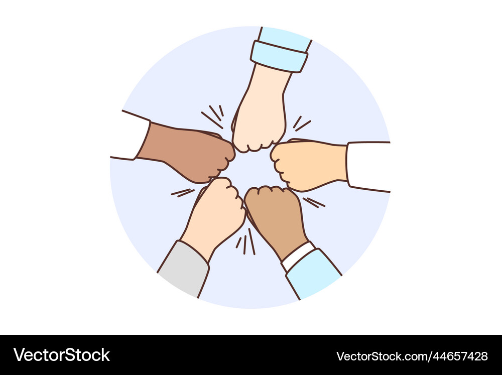 Diverse people give team fists bump Royalty Free Vector