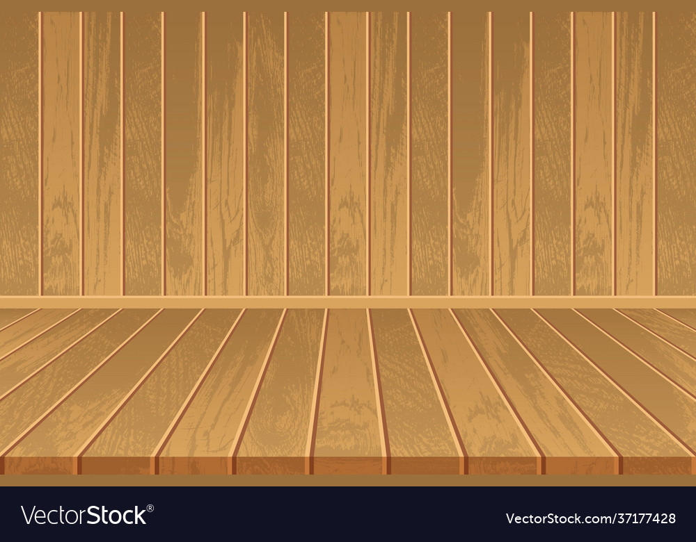 Empty room with wooden floor and wooden wall Vector Image