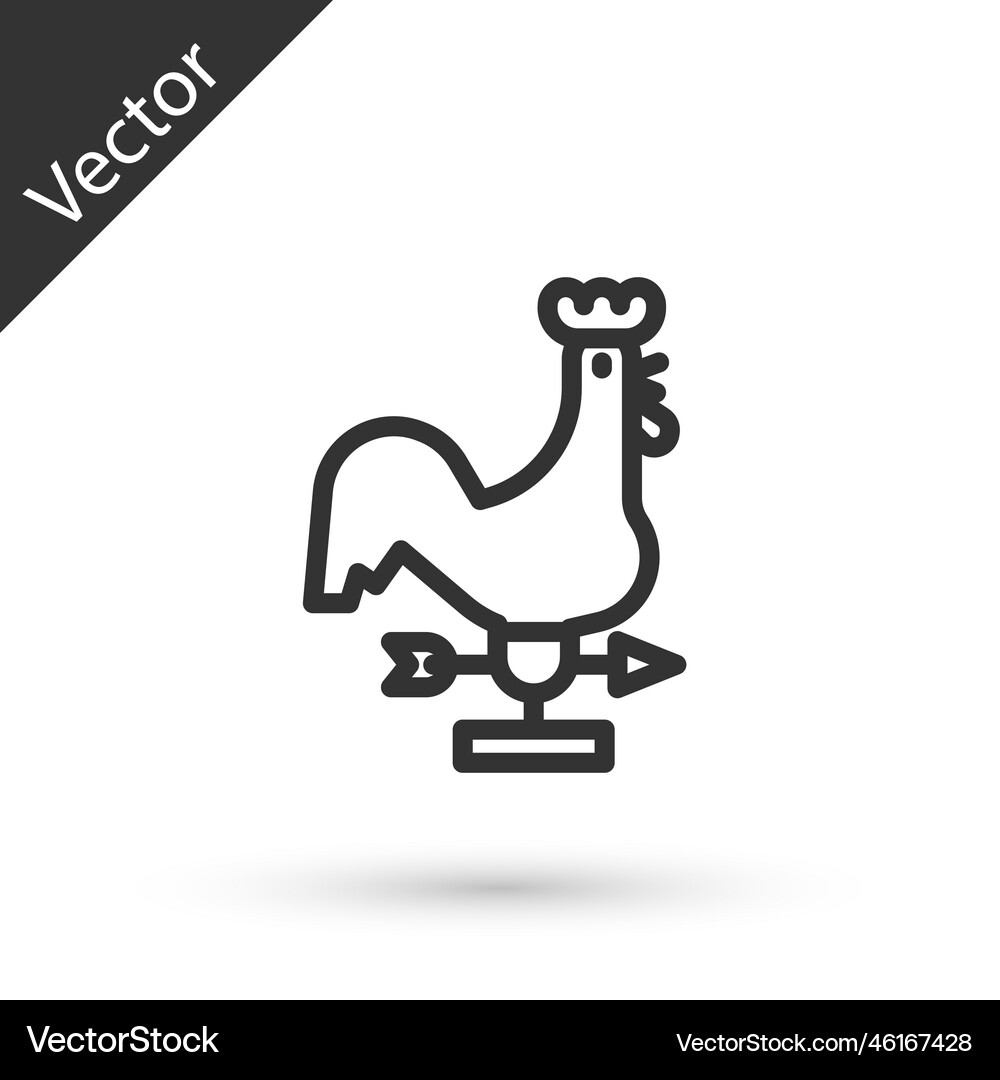 Grey line rooster weather vane icon isolated Vector Image