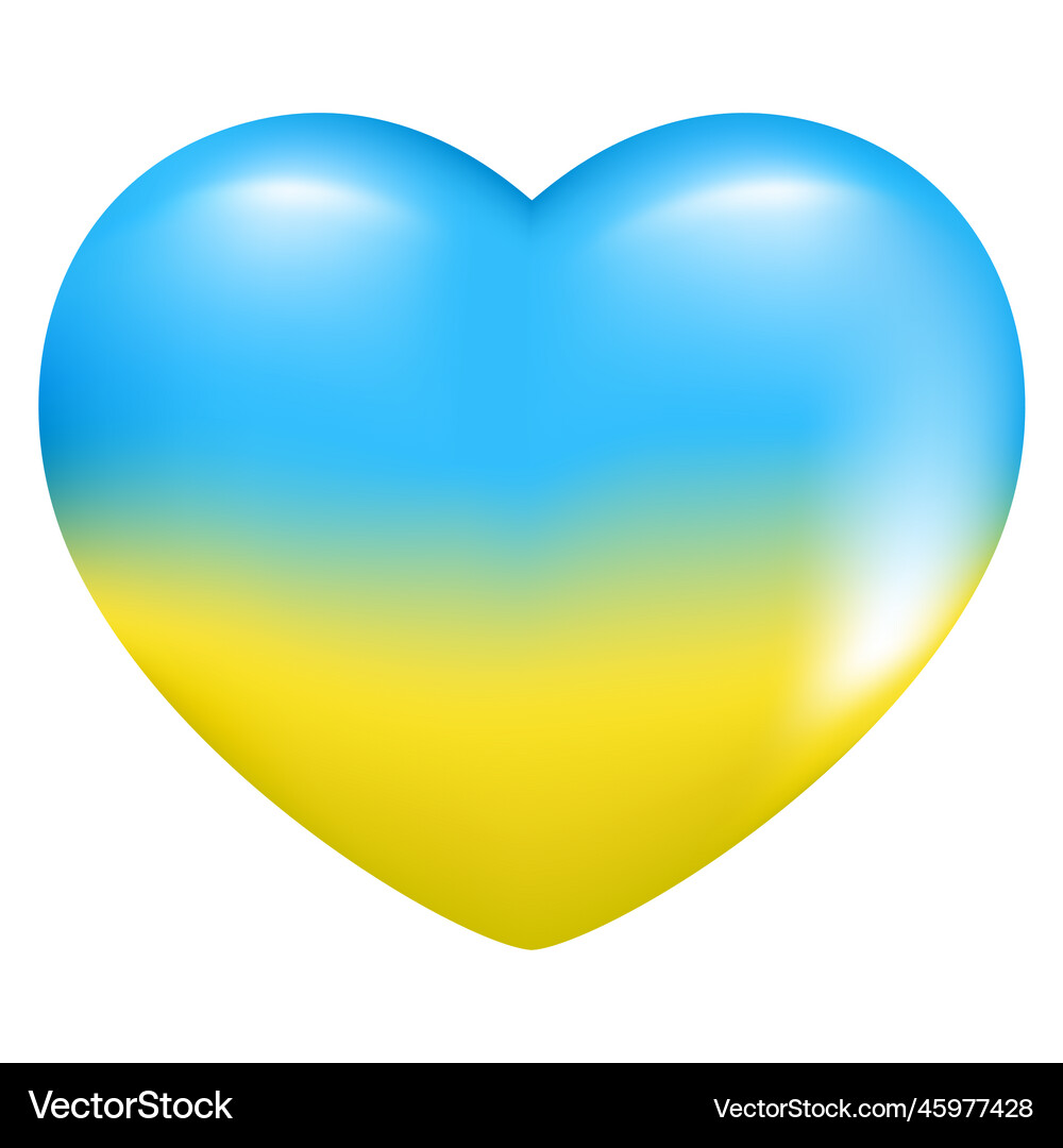 Hand drawn realistic 3d heart ukraine blue Vector Image