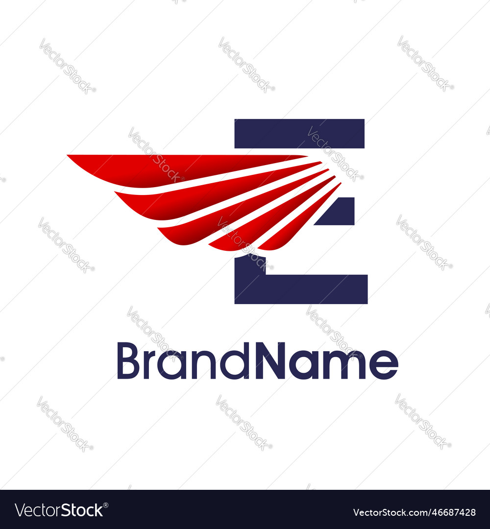 Initial e modern wing logo Royalty Free Vector Image