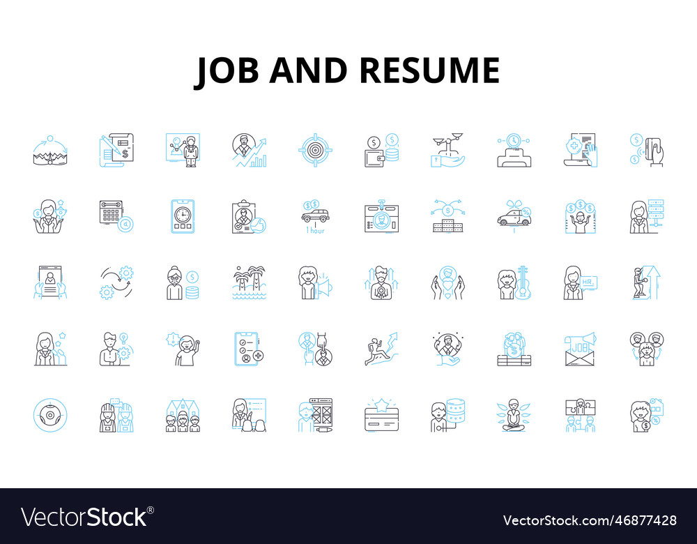 Job and resume linear icons set employment Vector Image