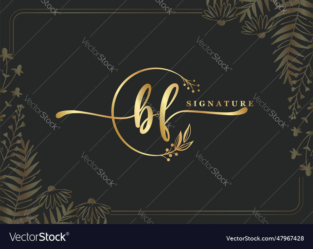 Luxury gold signature initial bf logo design Vector Image