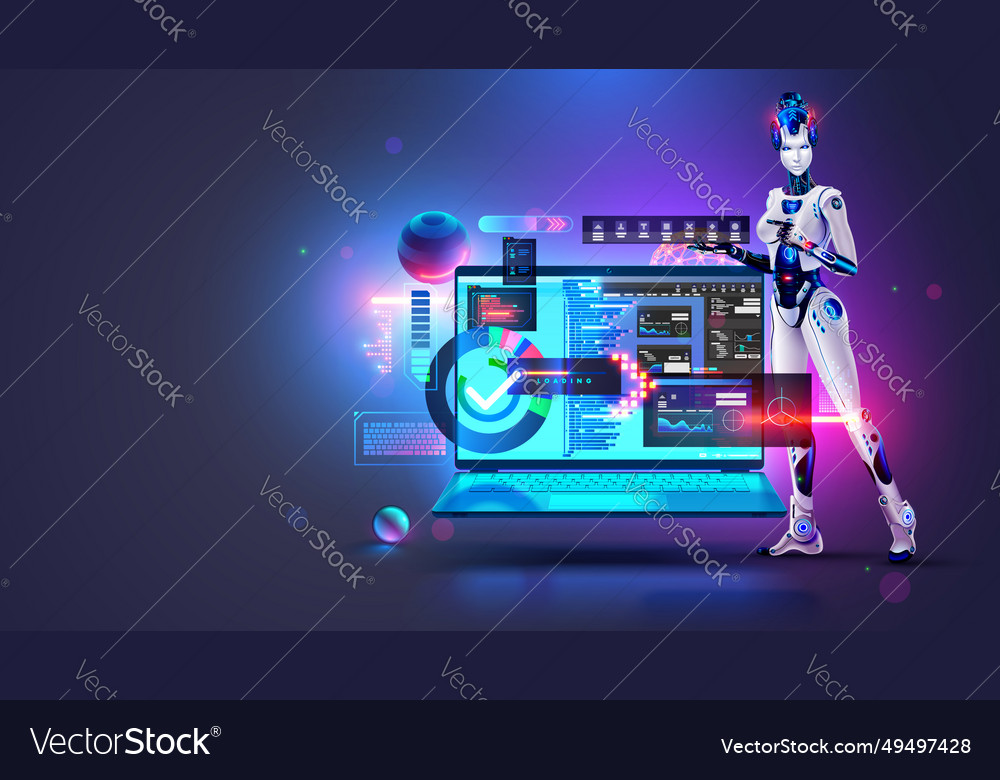 Software development with help ai coding Vector Image