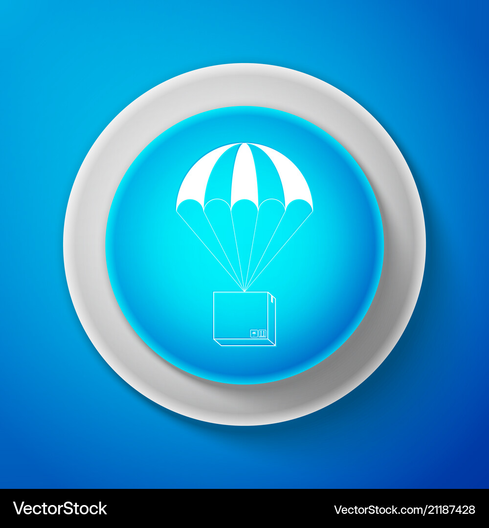 White box flying on parachute icon isolated Vector Image