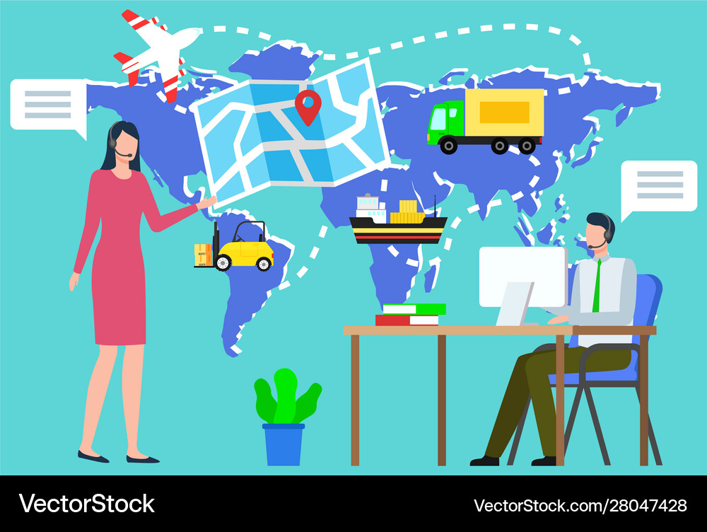 Worldwide logistics shipping company support Vector Image