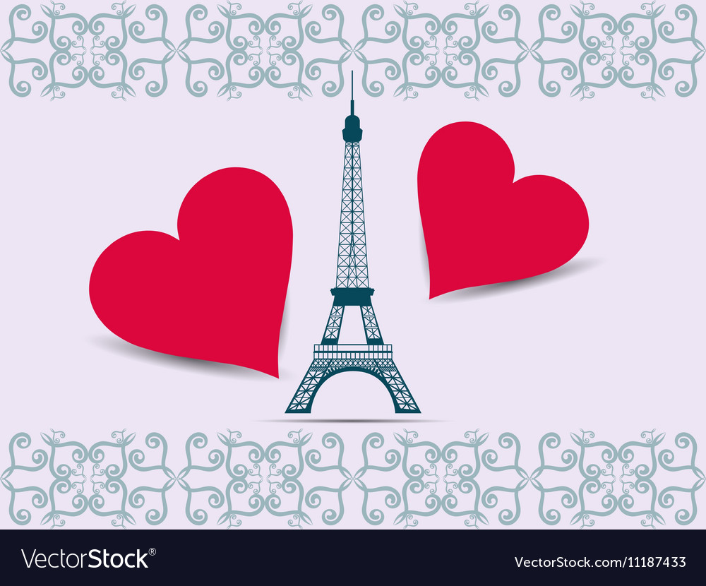 Eiffel tower valentine postcard from the Vector Image