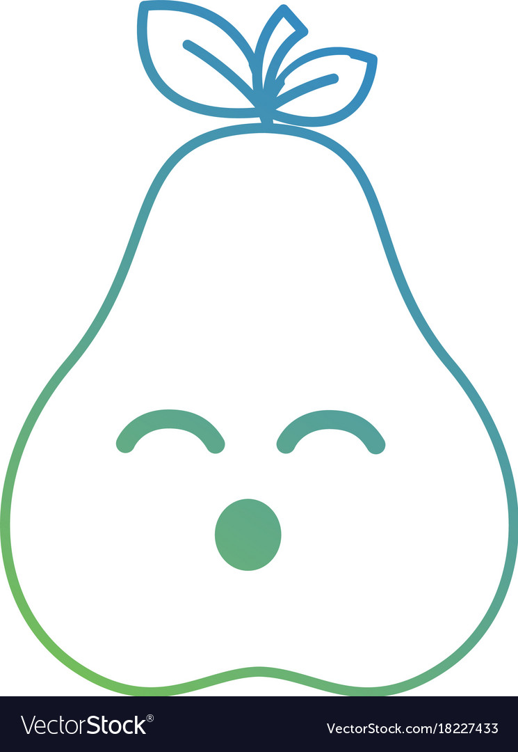 Line kawaii cute happy pear fruit Royalty Free Vector Image