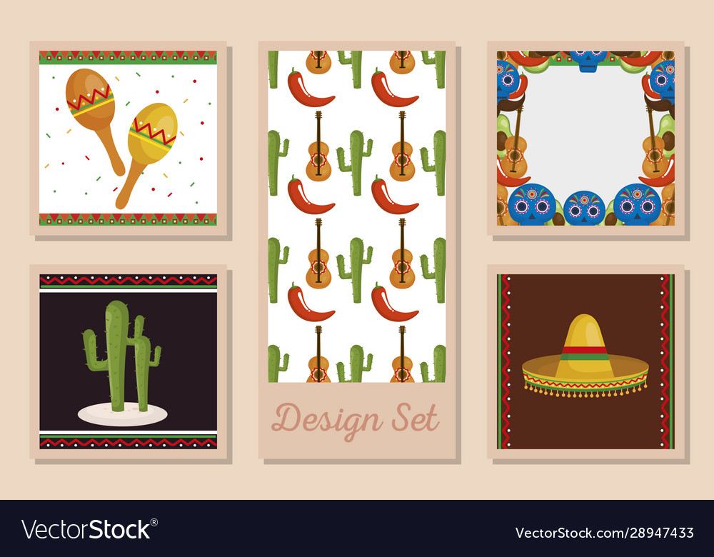 Mexican frames set design Royalty Free Vector Image