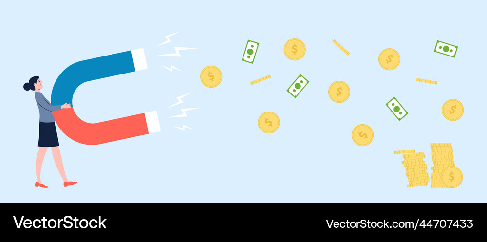 Money attraction with powerful magnets Royalty Free Vector