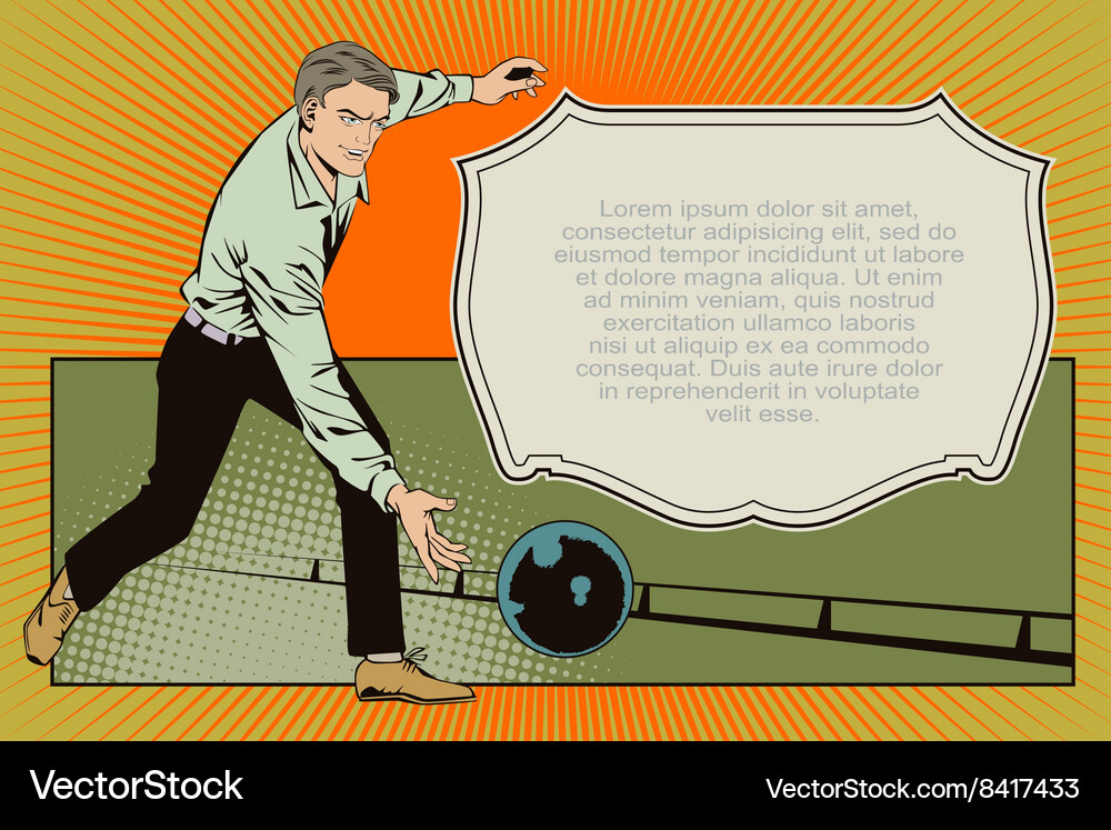 People in retro style Man throws ball in bowling Vector Image