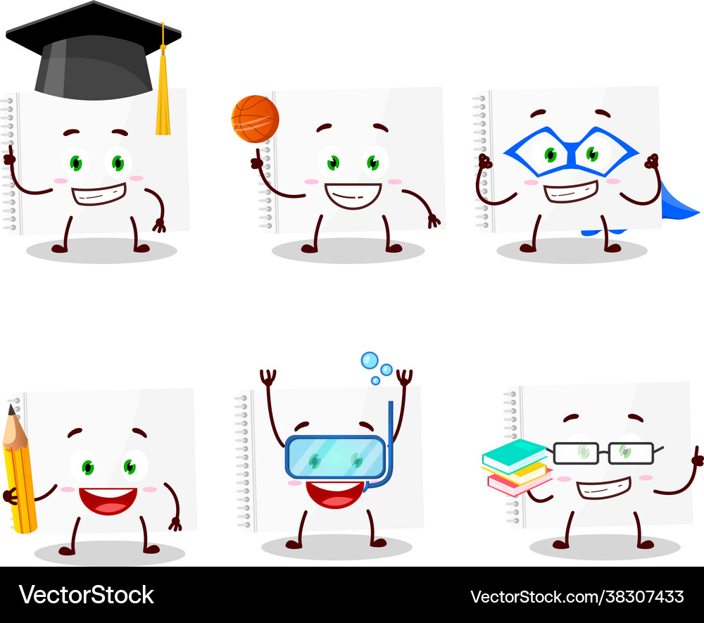 School student drawing book cartoon character Vector Image