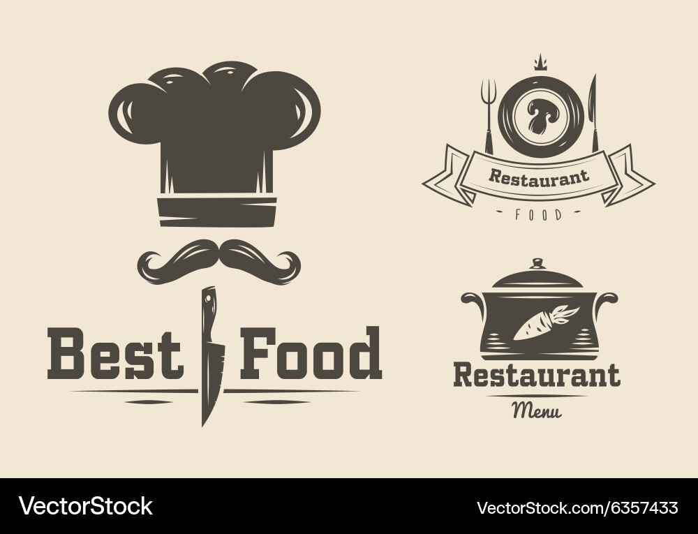 Set of badges and labels elements for restaurant Vector Image