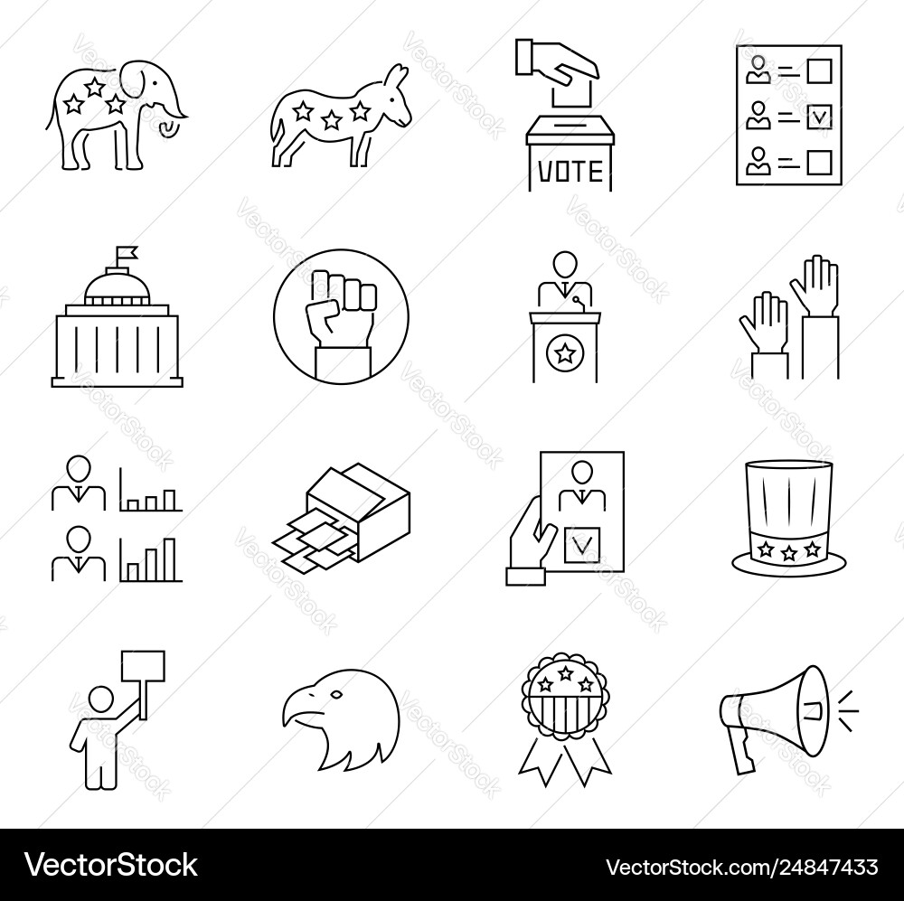 Set vote icon in thin line style symbols Vector Image