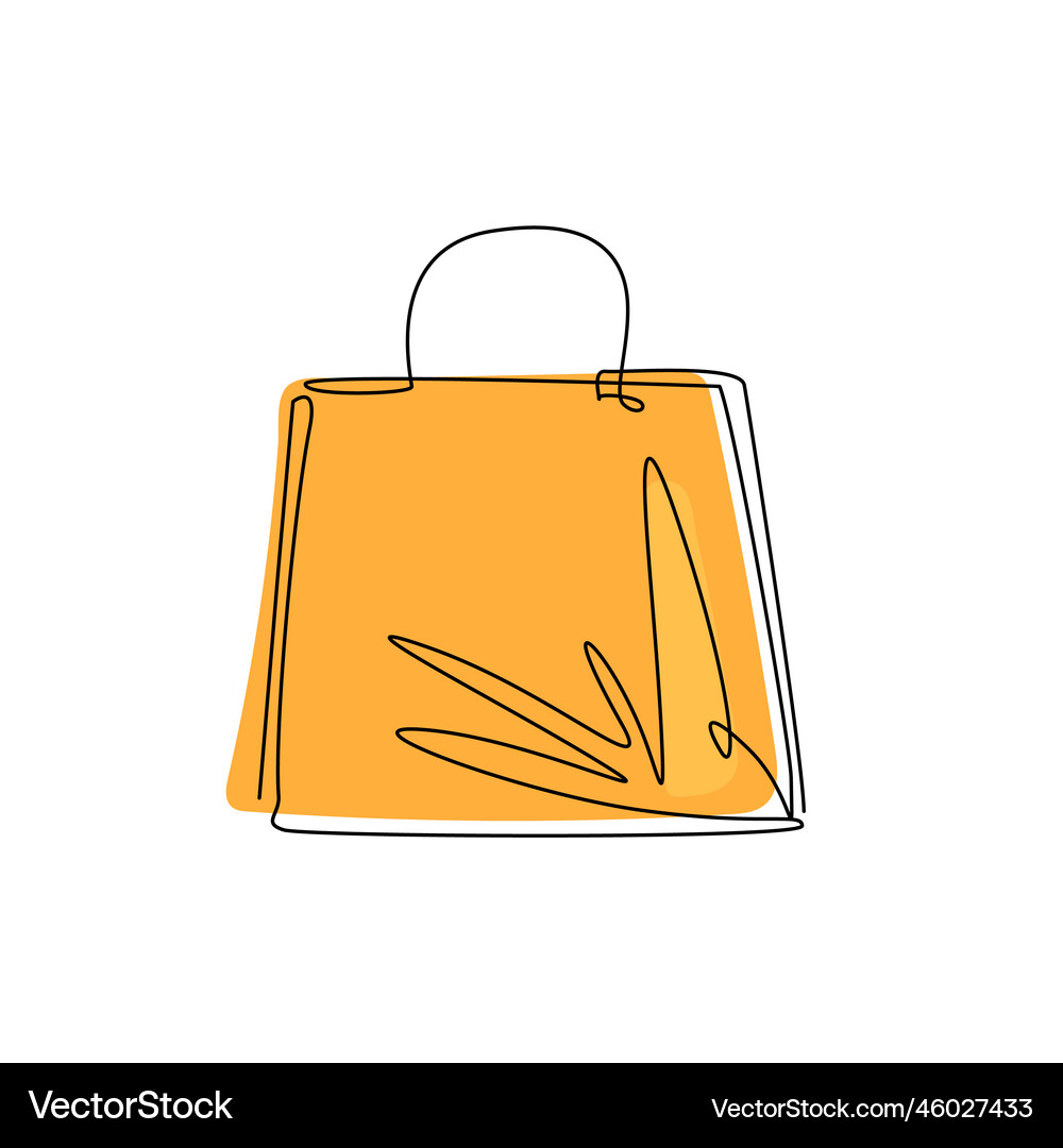Single one line drawing shopping paper bag Vector Image