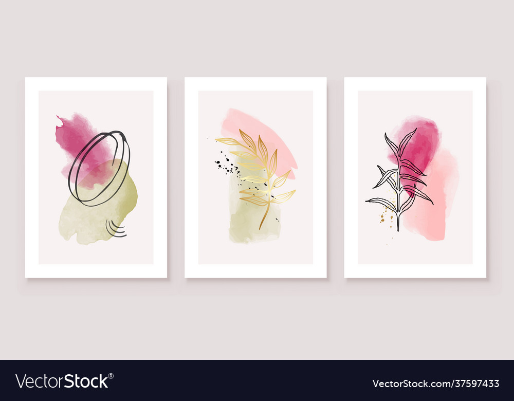 Teal and peach abstract watercolor compositions Vector Image