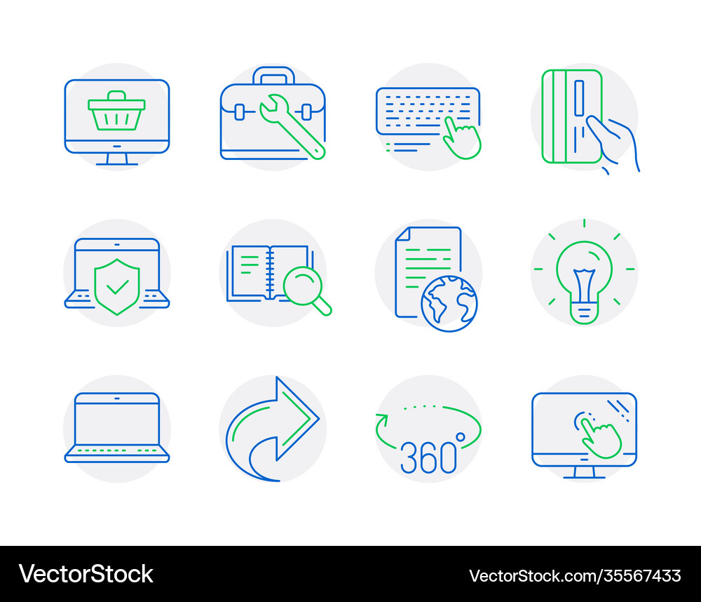 Technology icons set included icon as idea 360 Vector Image