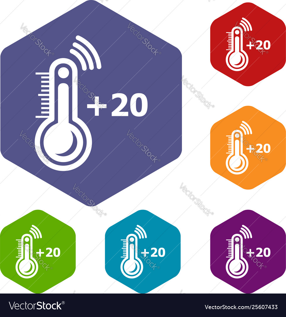 Thermometer icons hexahedron Royalty Free Vector Image