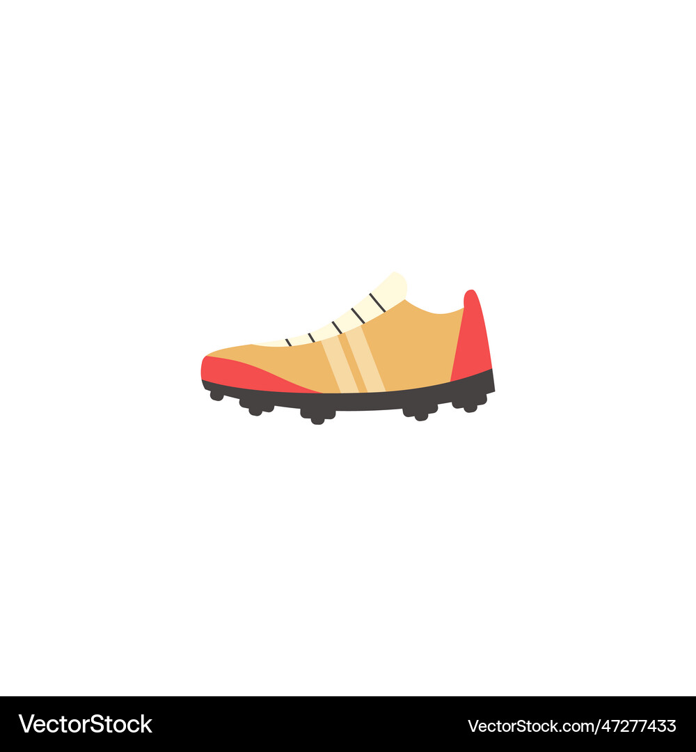 Yellow baseball shoes with spikes flat style Vector Image