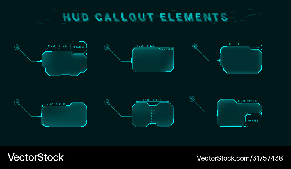 Callout screen interface in hud style set of Vector Image