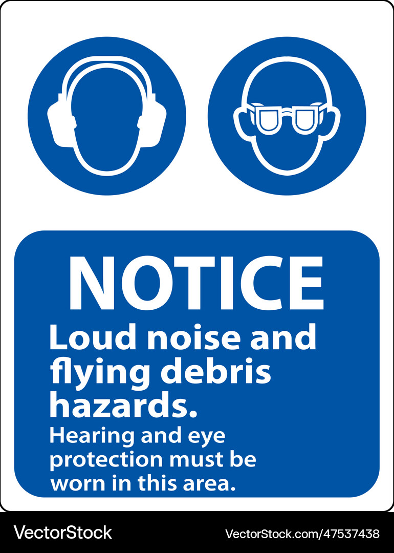 Hearing and eye protection sign on white Vector Image