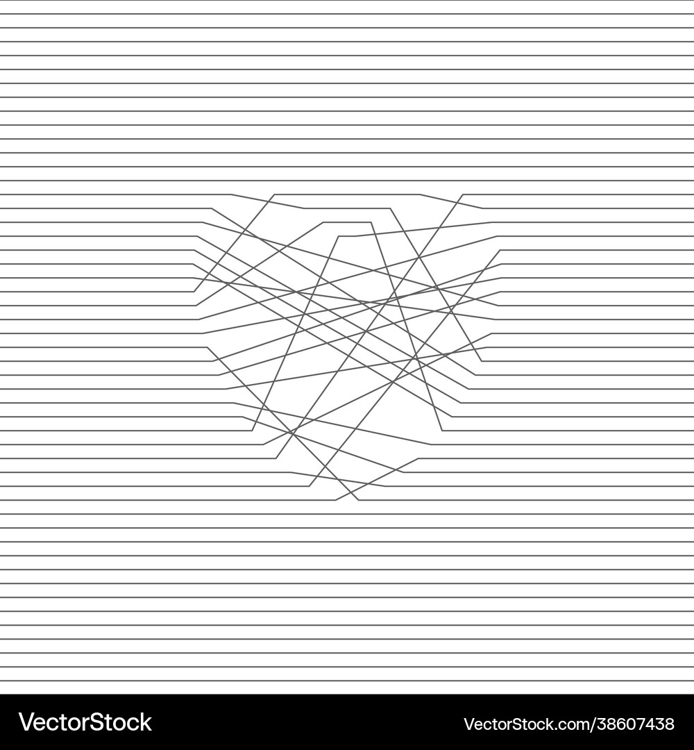 Heart on striped background made tangled lines Vector Image