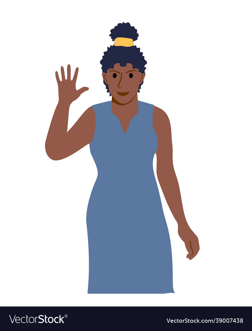 Heerful woman waving hello greeting gesture Vector Image Heerful woman waving hello greeting gesture Vector Image