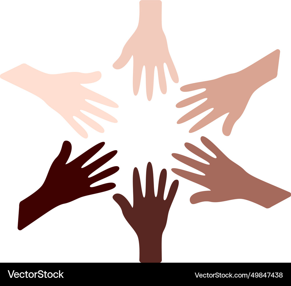 Human hands with different skin colors racism Vector Image