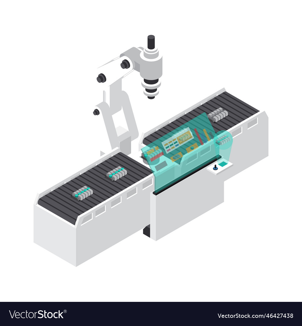 Isometric industrial robots Royalty Free Vector Image