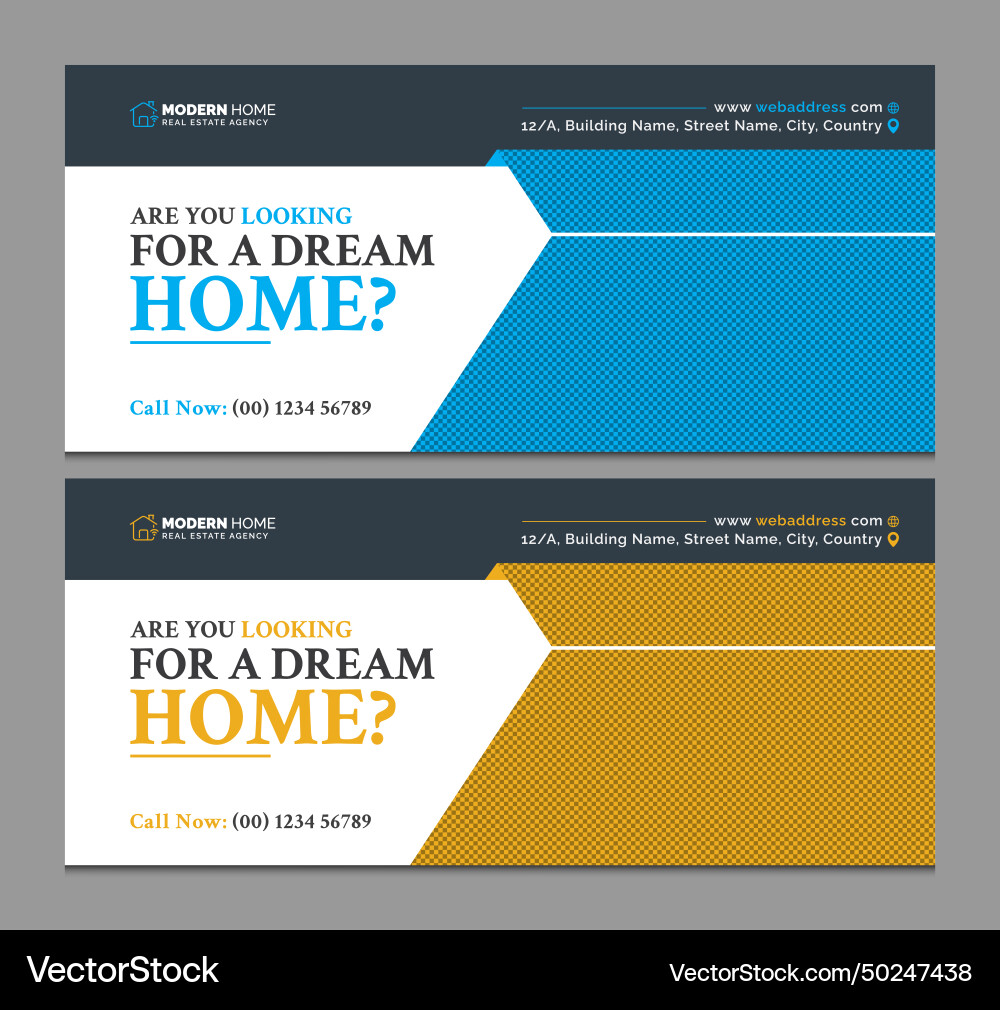 Modern real estate billboard banner design Vector Image