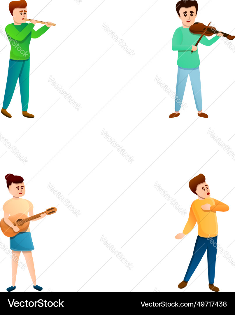 Musical ensemble icons set cartoon singer Vector Image