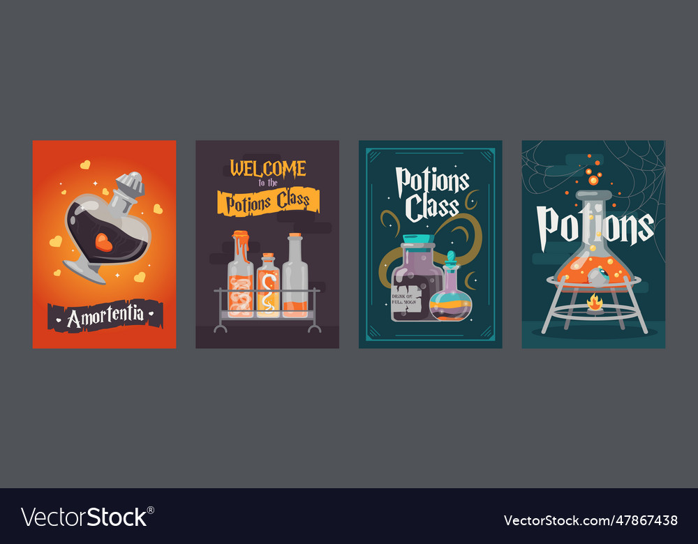 Potion class posters set Royalty Free Vector Image