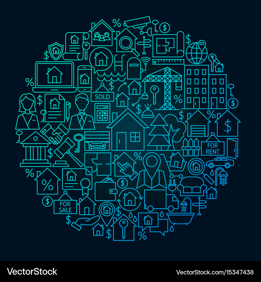 Real Estate Line Art Circle Royalty Free Vector Image