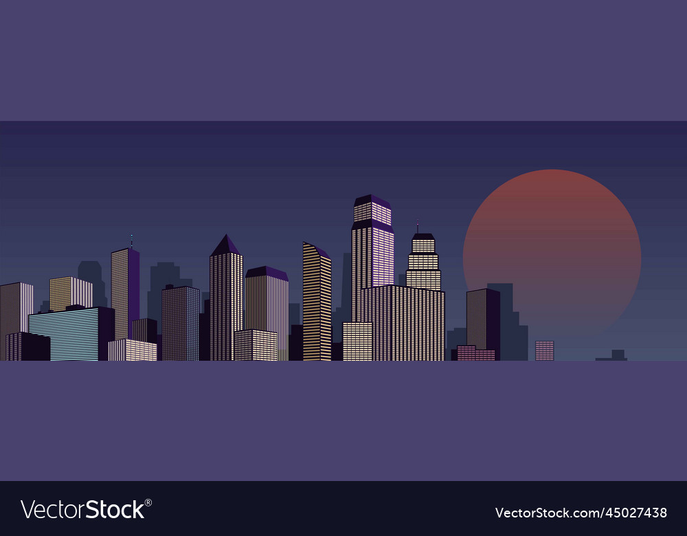 Skyscrapers against the background of the evening Vector Image