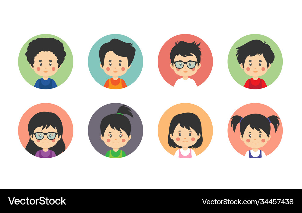 Stock 8 avatar kids Royalty Free Vector Image - VectorStock