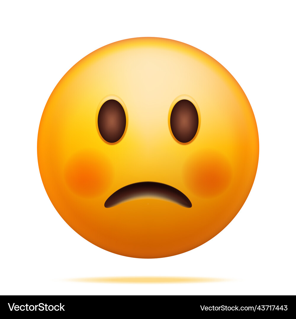 3d yellow sad emoticon isolated on white Vector Image
