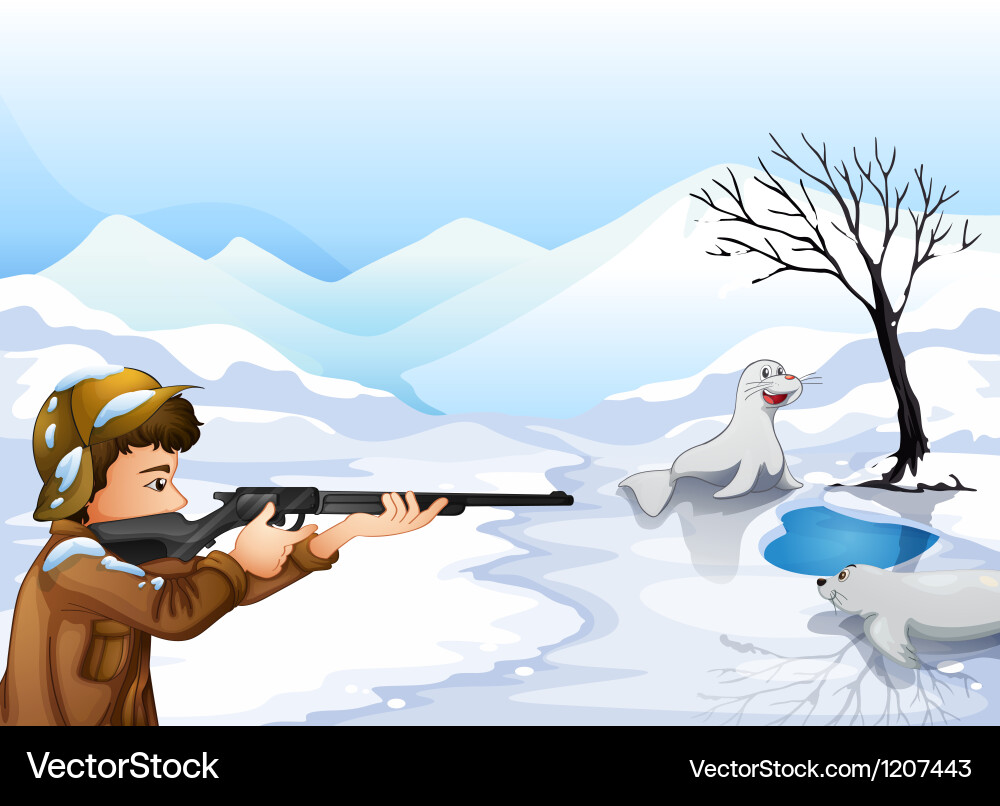 A hunter in snowy season Royalty Free Vector Image