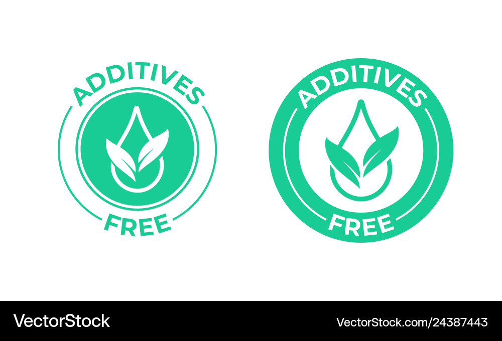 Additives free icon green leaf and drop additives Vector Image
