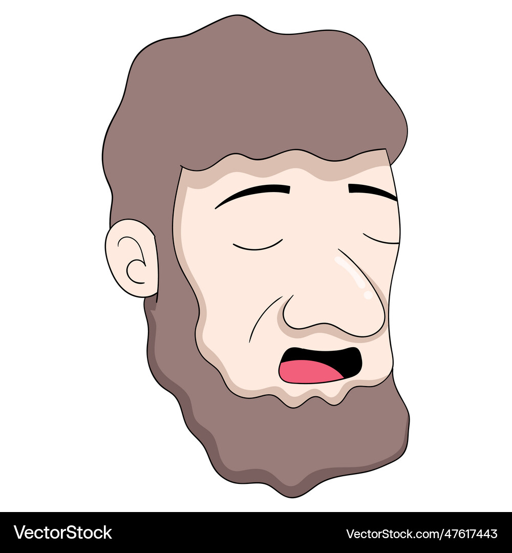 Bearded man head emoticon sleeping closed eyes Vector Image