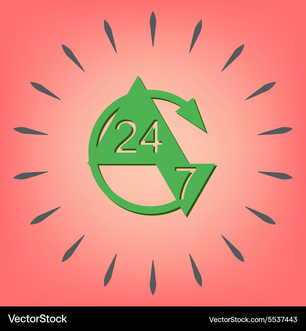 Character 24 7 open 24 hours a day and 7 days Vector Image
