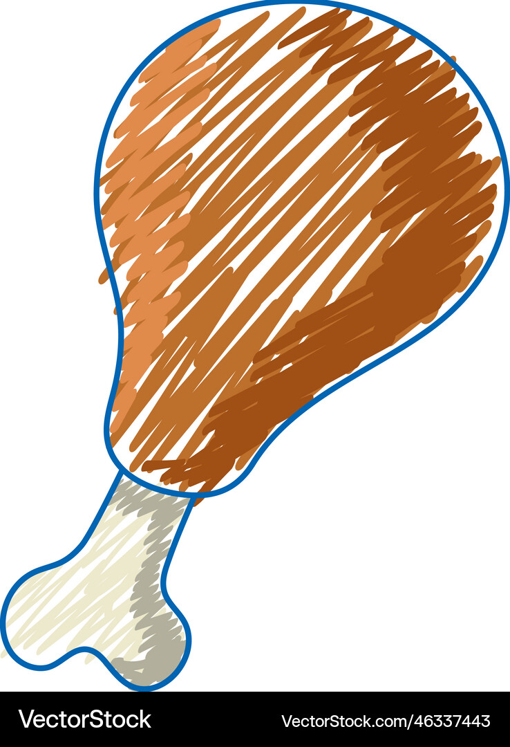 Chicken drumstick in pencil colour sketch simple Vector Image