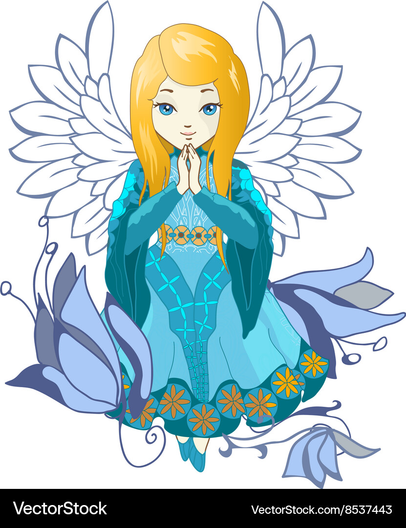Cute Praing Angel cartoon Royalty Free Vector Image