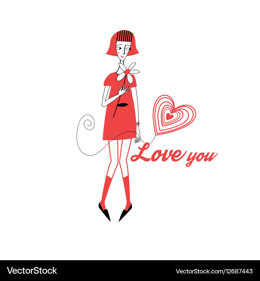Graphics in love with a girl Royalty Free Vector Image