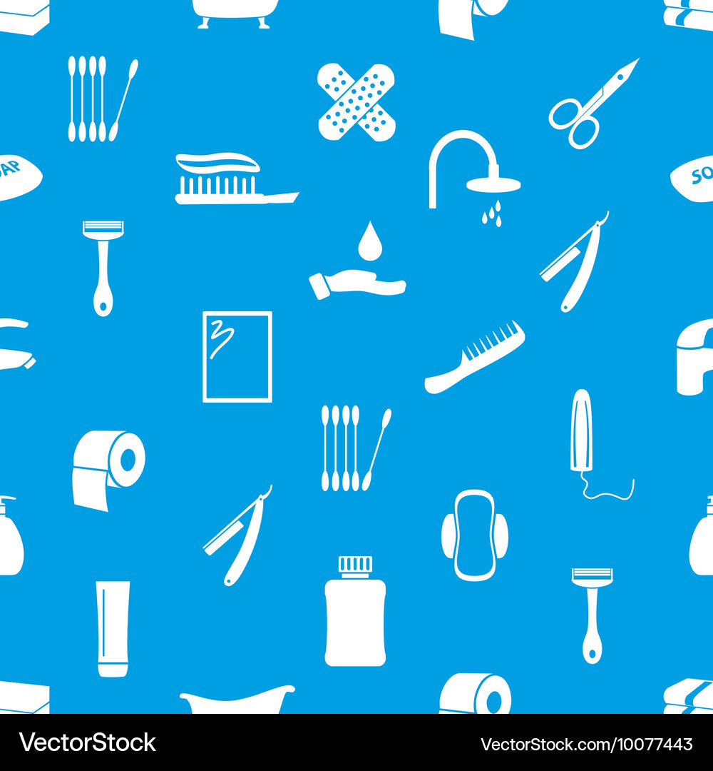 Hygiene theme icons modern simple blue and white Vector Image