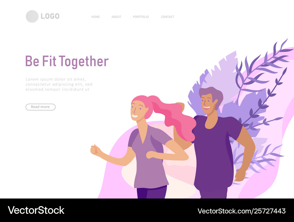 Landing page template with happy lover Royalty Free Vector