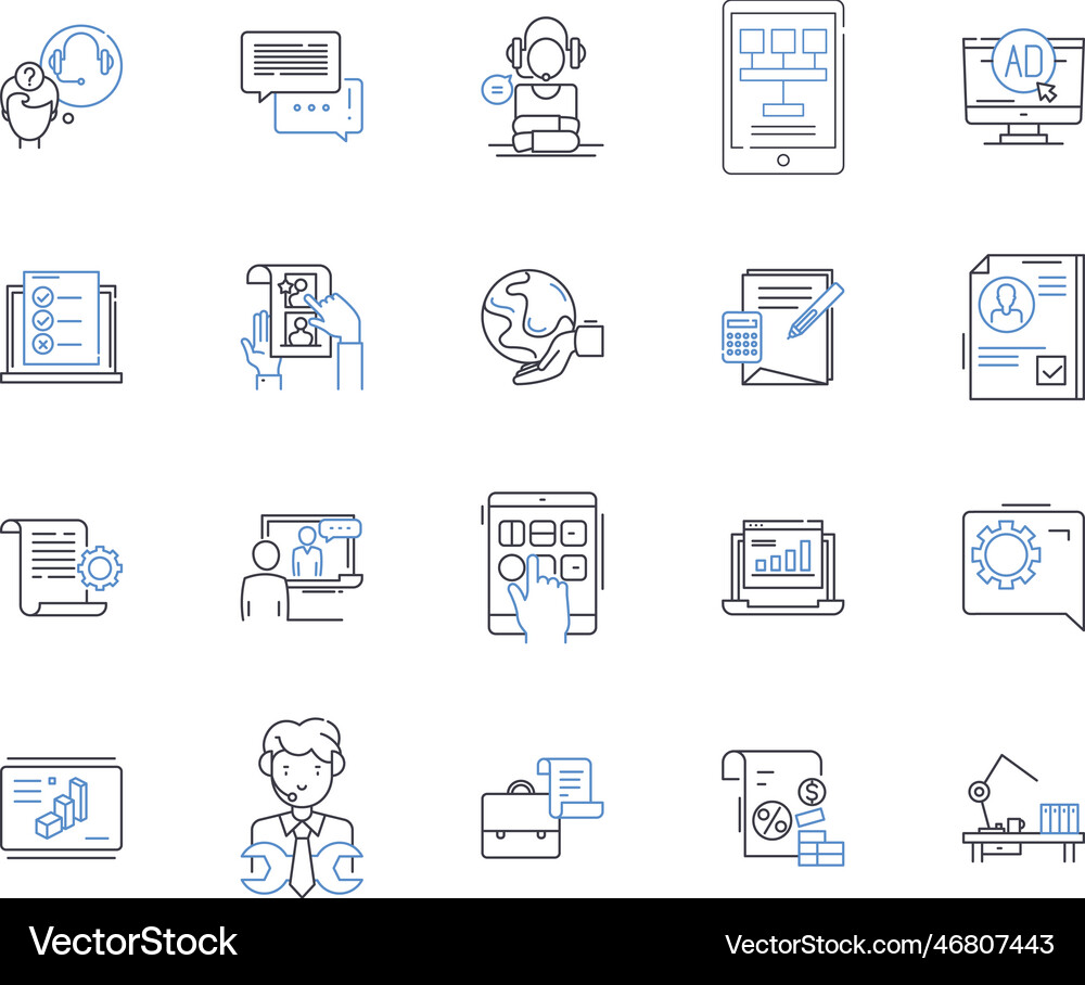 Reputation management line icons collection Vector Image