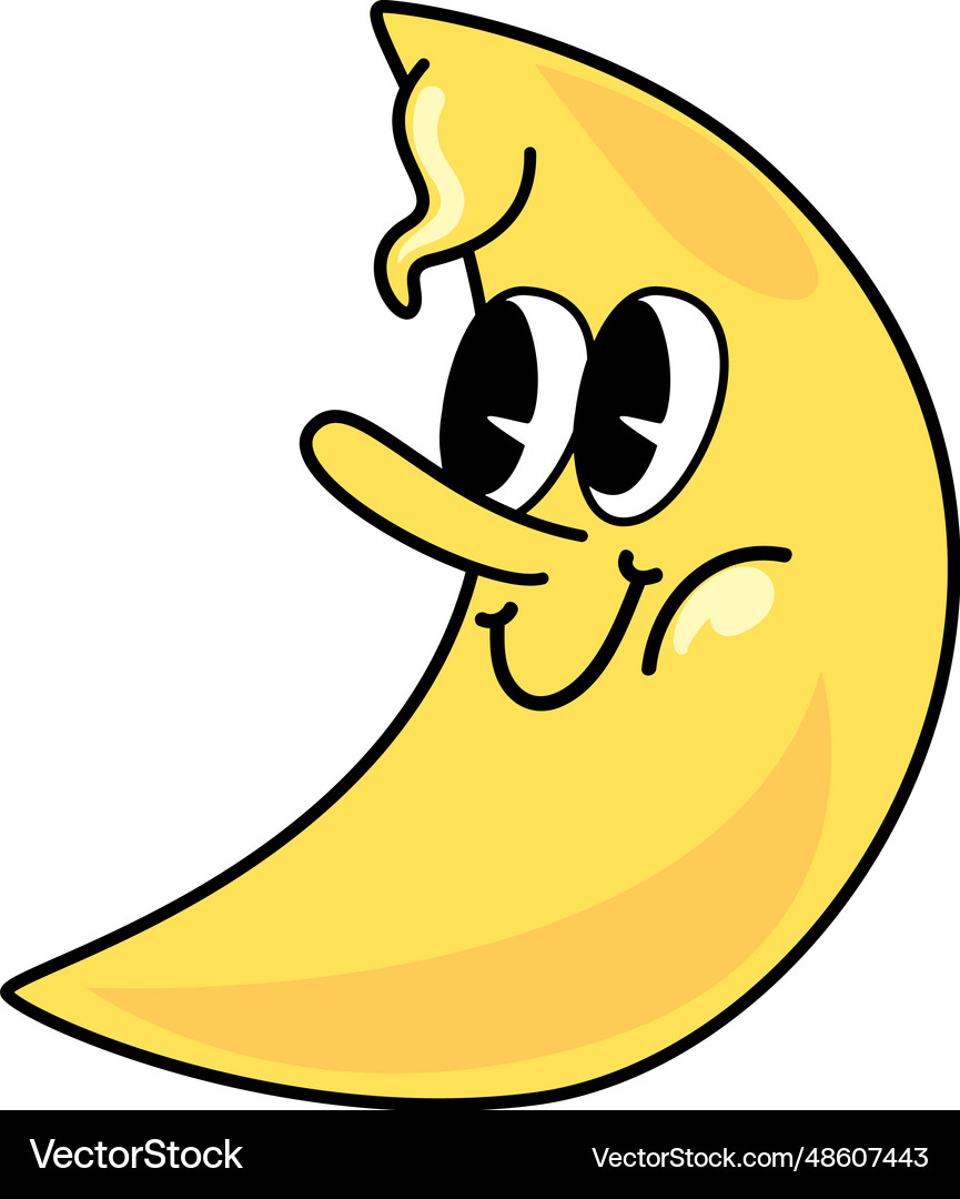 Weather cartoon character half moon Royalty Free Vector