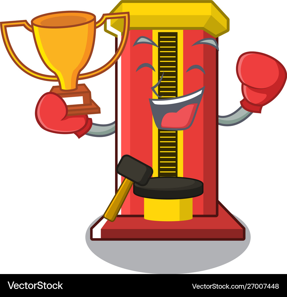 Boxing winner hammer game machine with cartoon Vector Image