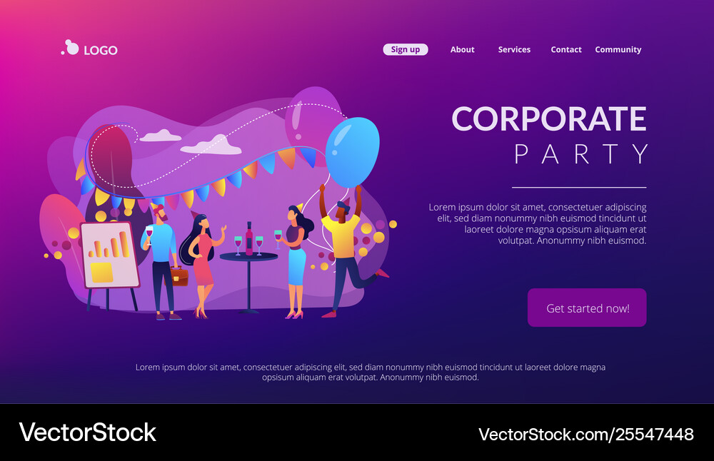 Corporate party concept landing page Royalty Free Vector